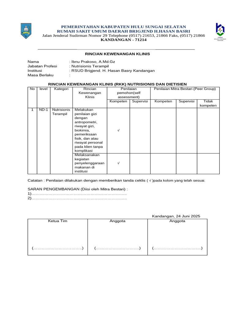 Form 2 RKK (ND1 Nutrisionis Terampil) | PDF