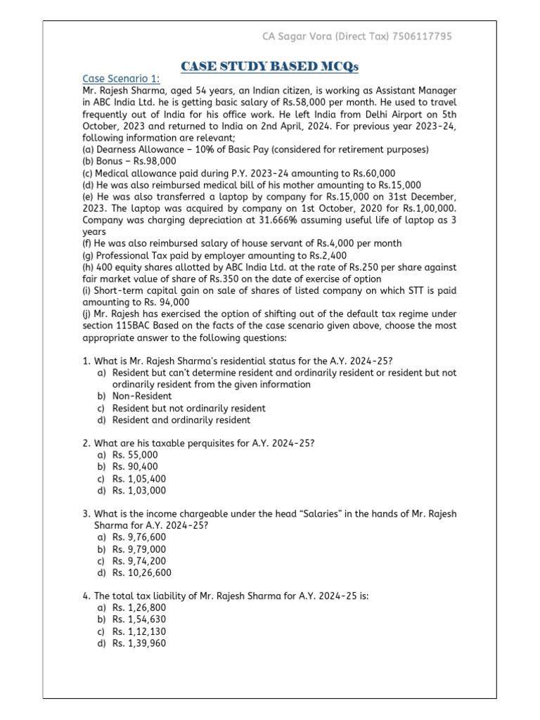 ICAI - Case Study (With Explanation) - Inter CA - by Sagar Vora | PDF ...
