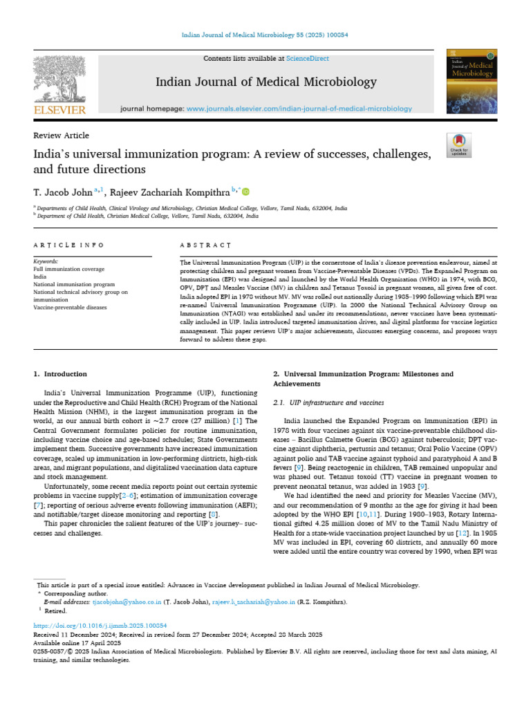 India's Universal Immunization Program Review | PDF | Measles | Vaccines