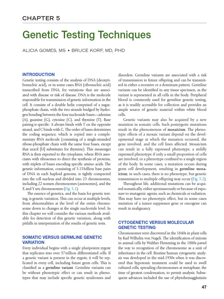 Genetic Testing Techniques | PDF | Dna Sequencing | Genetics