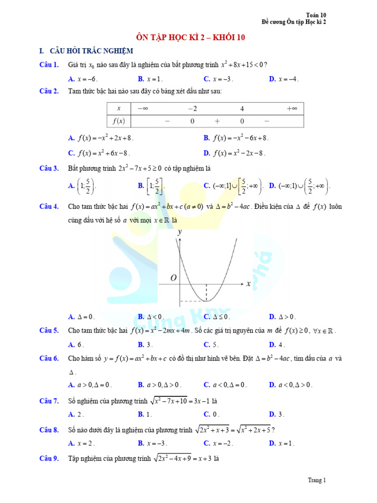 Toan 10 - On Tap HK2 | PDF