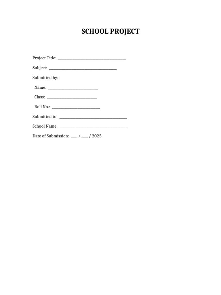 Simple School Project Front Page | PDF