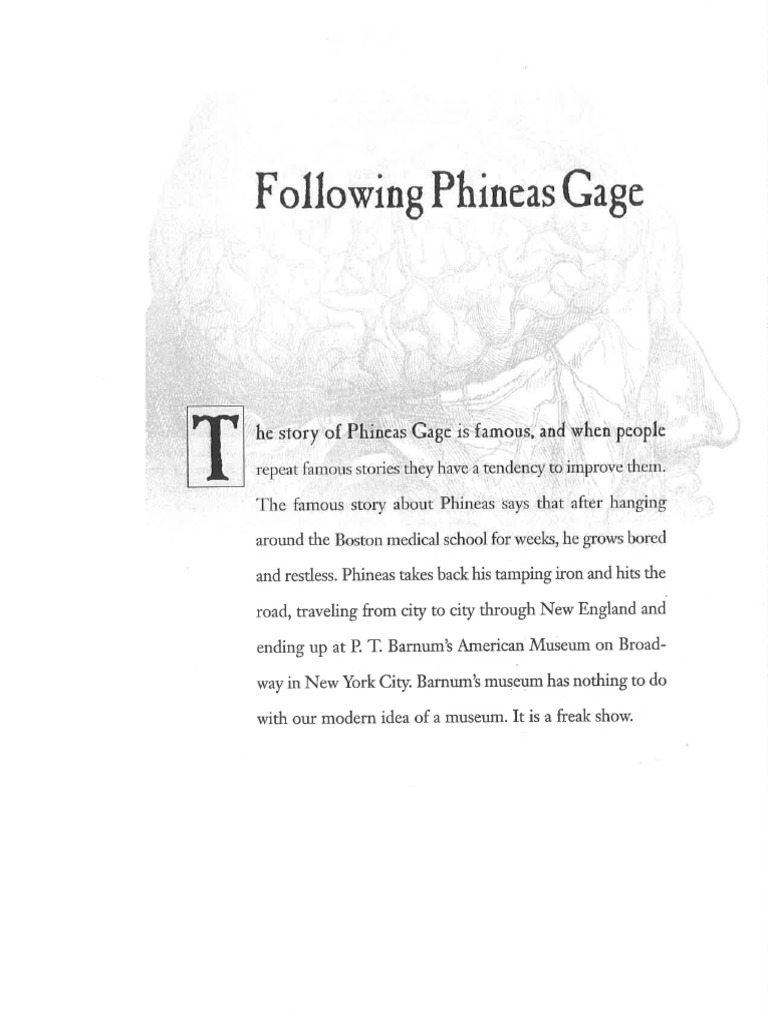 Phineas Gage Chapter 3 | PDF