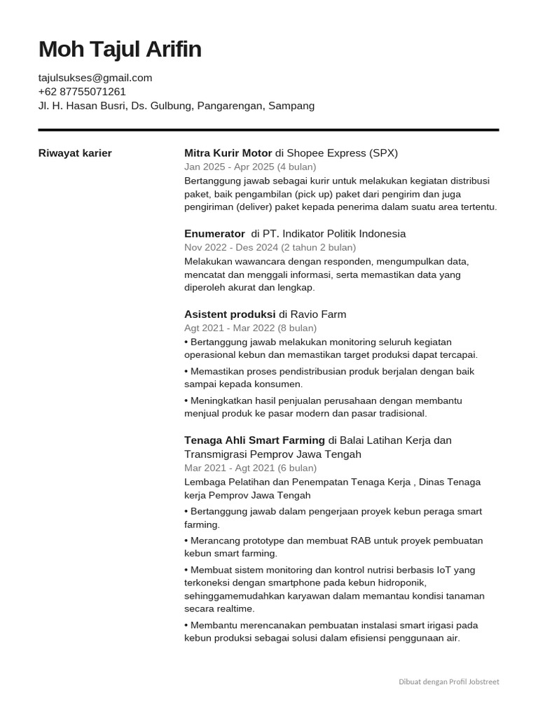 MARIFIN Resume Jobstreet | PDF