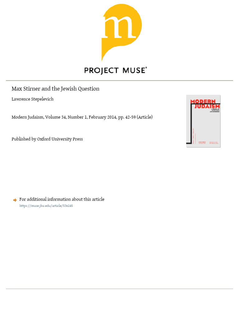 Stirner's Perspective on the Jewish Question | PDF | Georg Wilhelm ...