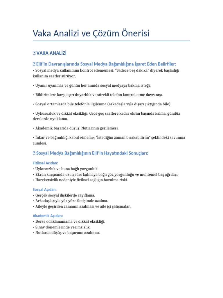 Sosyal Medya Bagimliligi Vaka Analizi | PDF