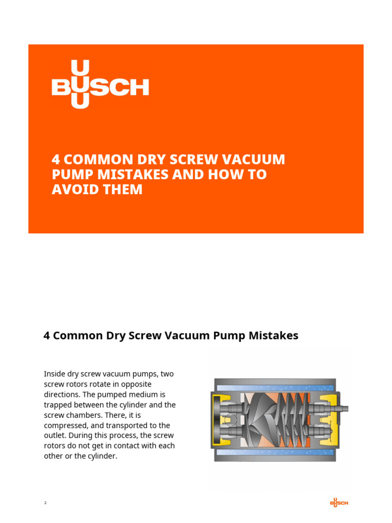 Avoiding Common Dry Screw Pump Errors | PDF | Pump | Filtration