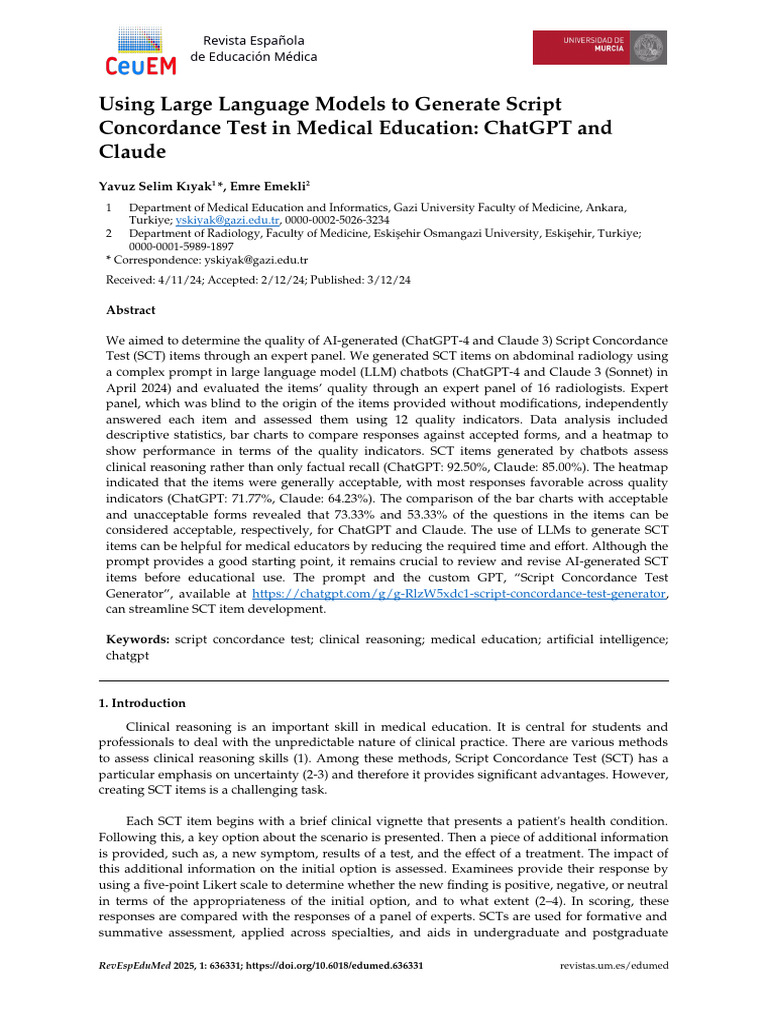 Using LLMs To Generate SCT | PDF | Physical Examination | Medical Diagnosis