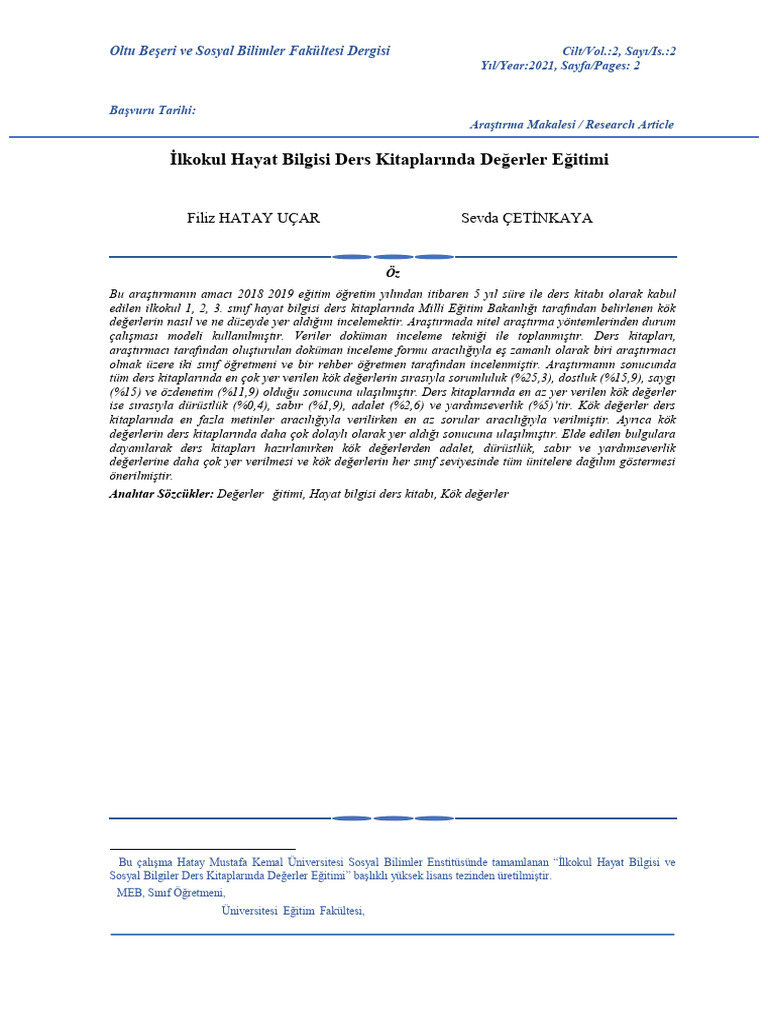 Lkokul Hayat Bilgisi Ders Kitaplar Nda de Erler E Itimi (#900988) - 1654025 | PDF