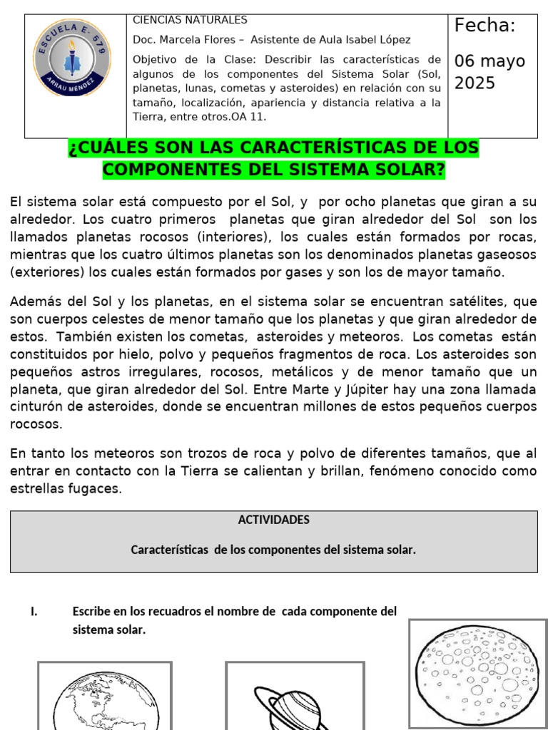Clase 06-05 El Sistema Solar | PDF | Sistema solar | Planetas