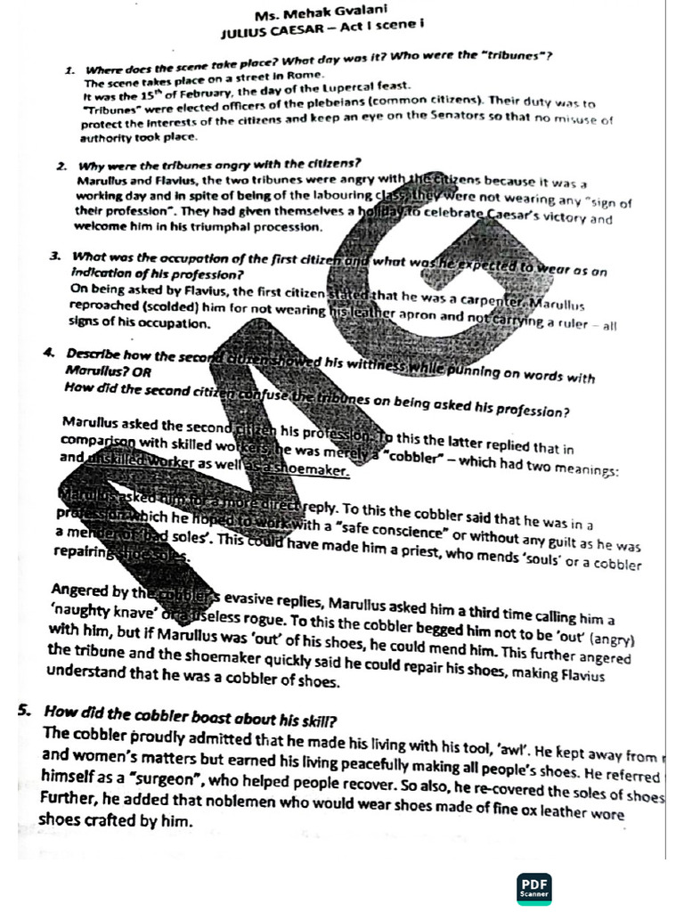 English JC Act 1 Scene 1 | PDF