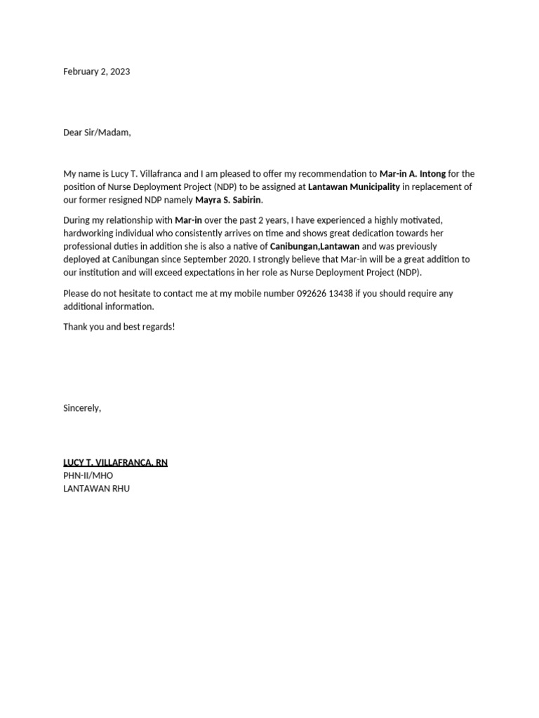 Recomm Letter | PDF
