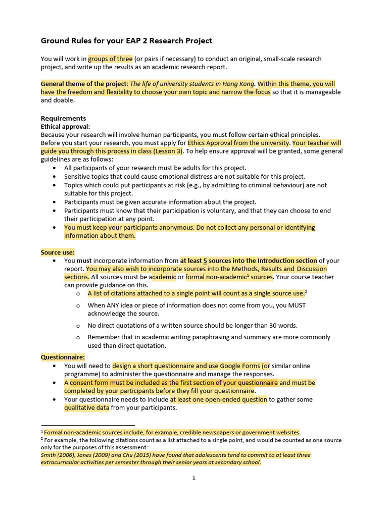 01 ANNOTATED - Ground Rules For IMRD Research Report | PDF | Turnitin ...