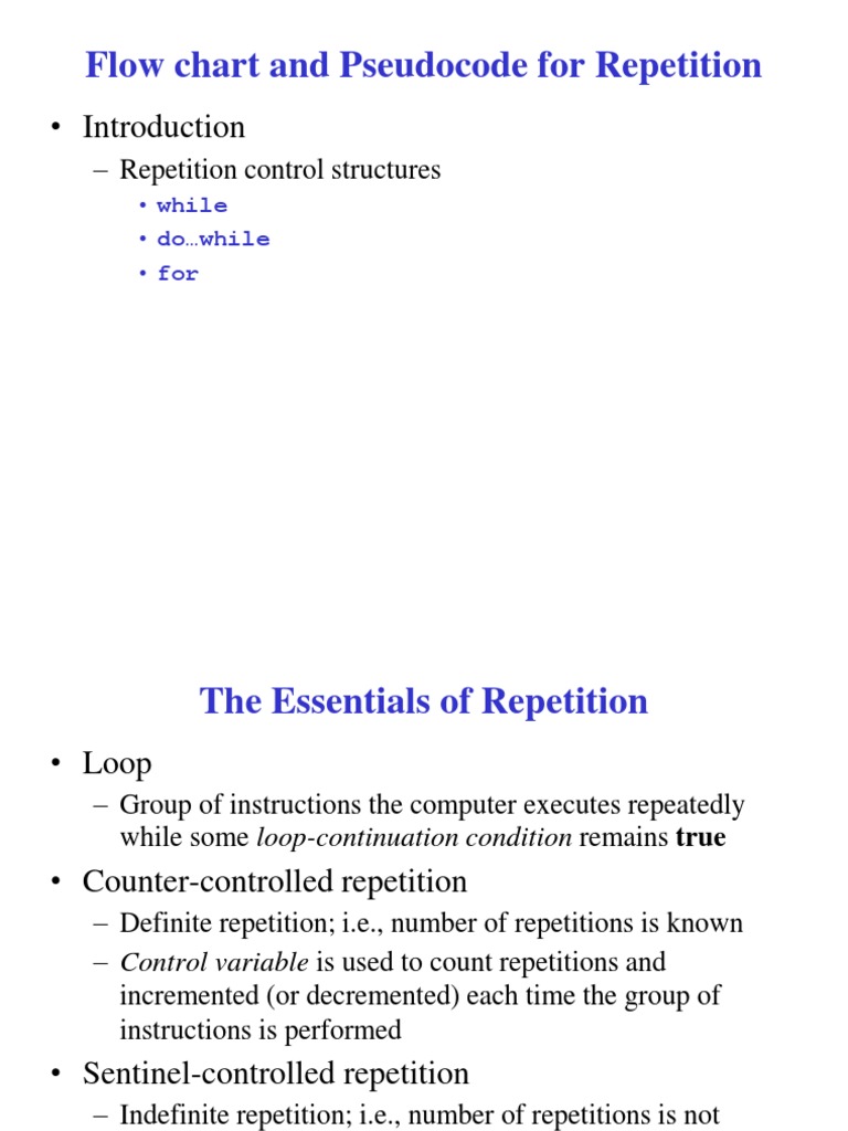 Repetition Structures: Flowcharts & Pseudocode | PDF | Control Flow | Software Engineering