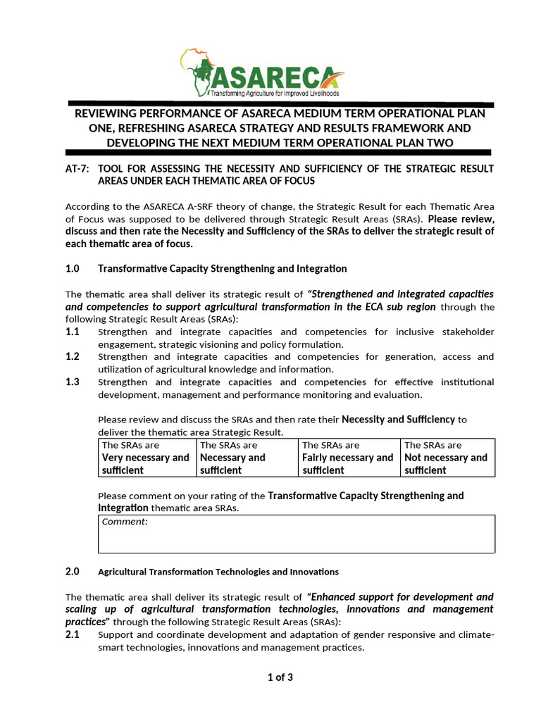 At-7 Tool For Assessing The Necessity and Sufficiency of Strategic ...