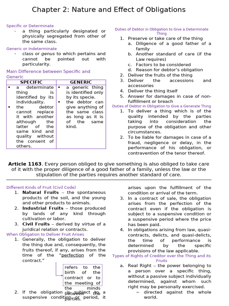 Chapter 2 Nature and Effect of Obligations | PDF | Damages | Law Of Obligations