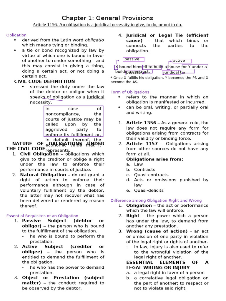General Provision (Chapter 1) | PDF | Law Of Obligations | Legal Liability