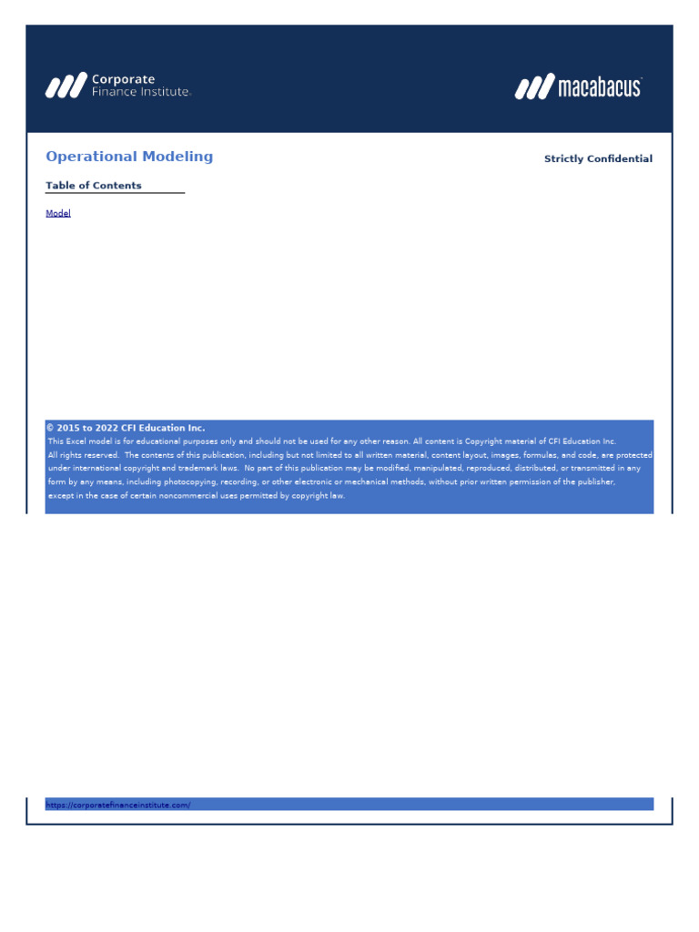 Operational Modeling (Complete) | PDF | Depreciation | Taxes