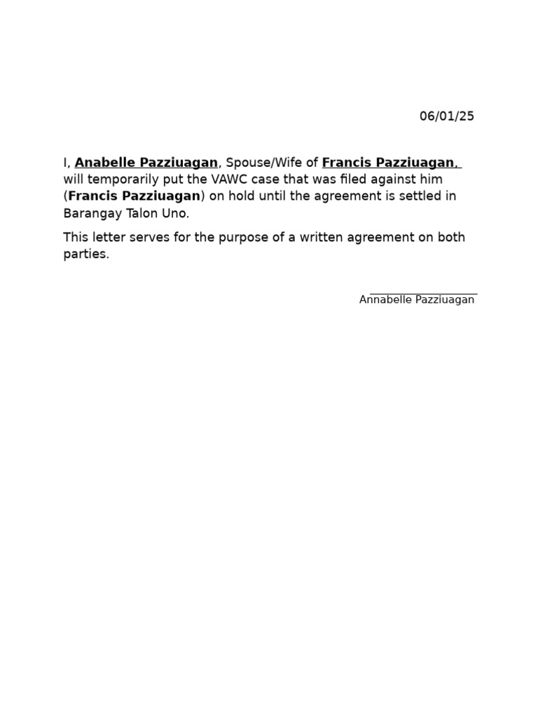 VAWC Agreement | PDF