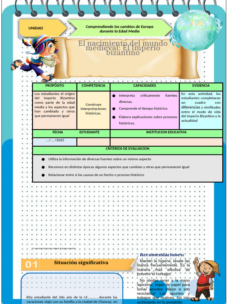 Ficha de Actividad S1 (U1) (2° Grado) - CCSS | PDF | imperio Bizantino | Constantinopla