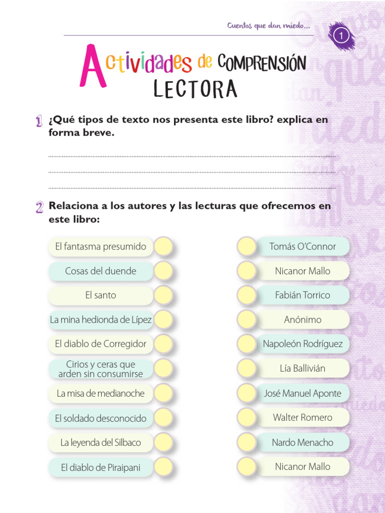 Actividades (Cuentos Que Dan Miedo) | PDF