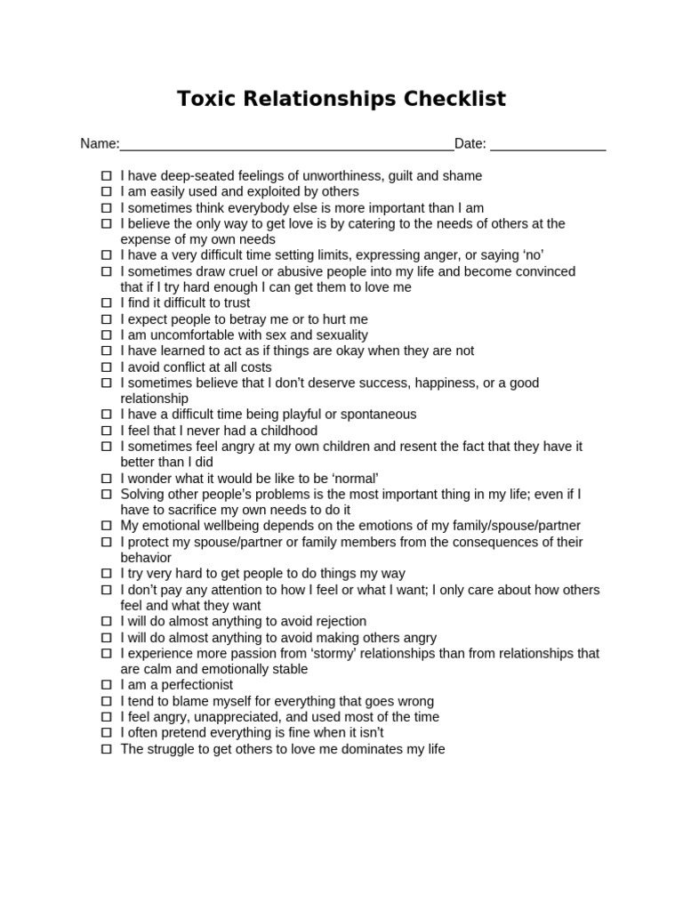 Toxic Checklist | PDF