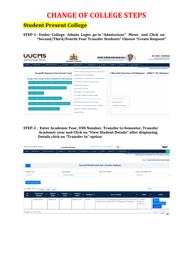 Steps for College Transfer Process | PDF
