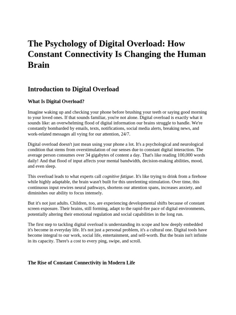 The Psychology of Digital Overload | PDF | Neuroplasticity | Memory