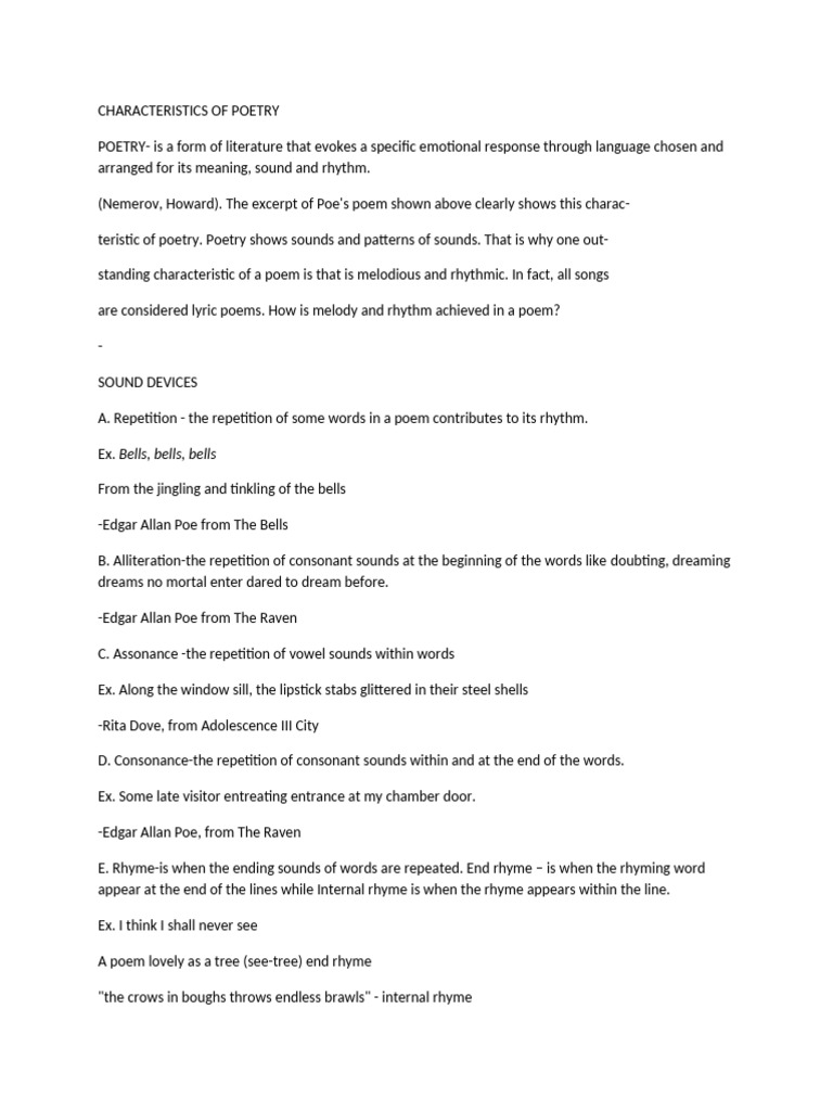 Characteristics of A Poetry | PDF | Metre (Poetry) | Poetry