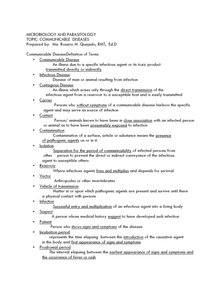 Handouts in Communicable Disease | PDF | Infection | Rabies