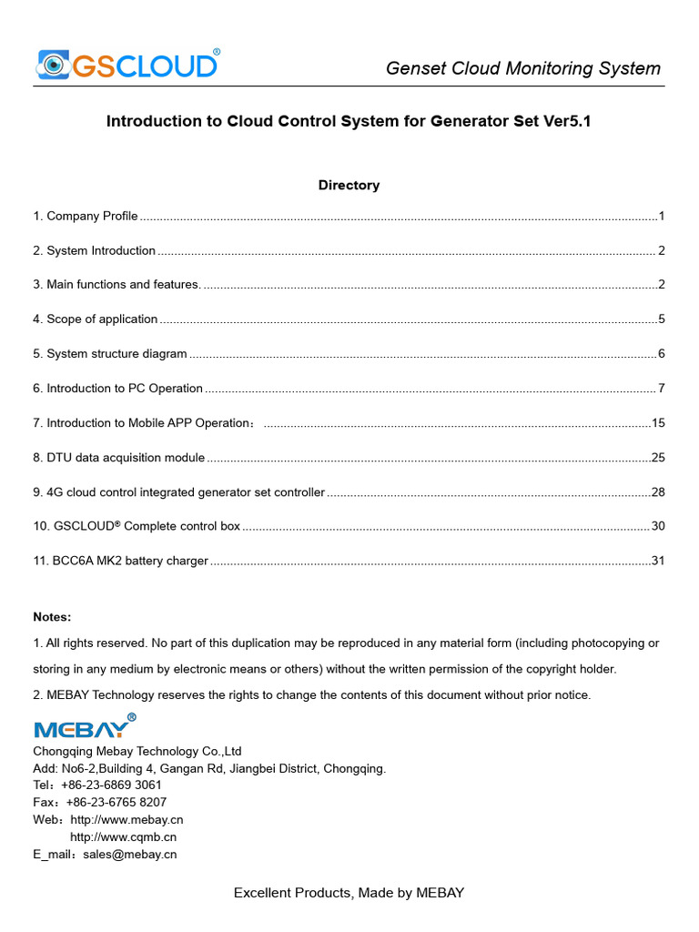 GSCloud® Genset Cloud Monitoring System Profile V5.1 | PDF | Battery Charger | Electrical ...