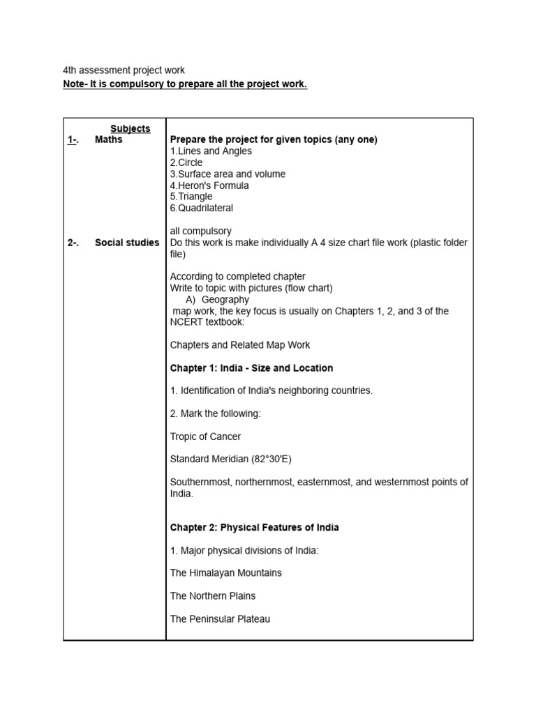 4th Grade Project Guidelines and Topics | PDF | Himalayas | Force