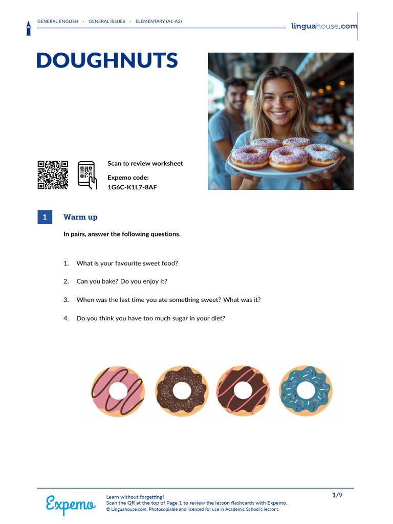 Doughnuts British English Student A1 A2 | PDF | Doughnut | Western Cuisine