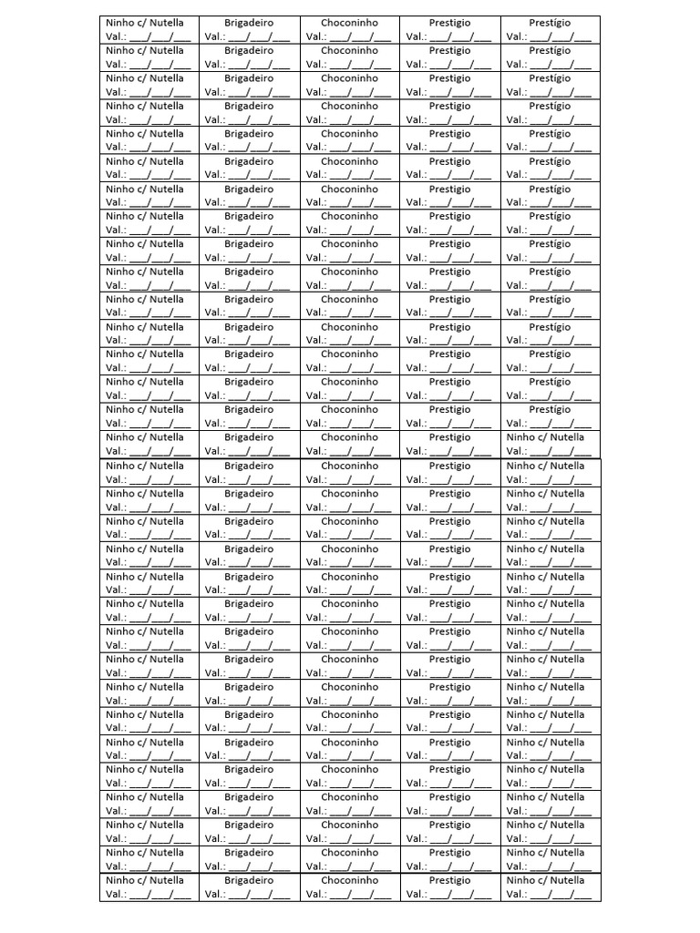 Eiqueta Sabor Dos Bolos JUJU | PDF