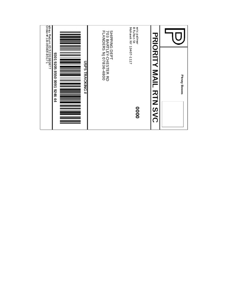 Eric Palmer Return Label | PDF