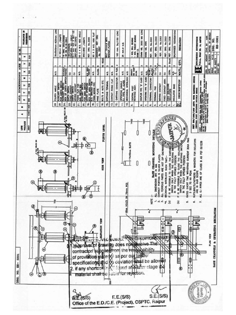 33 KV Drawing Isolator | PDF