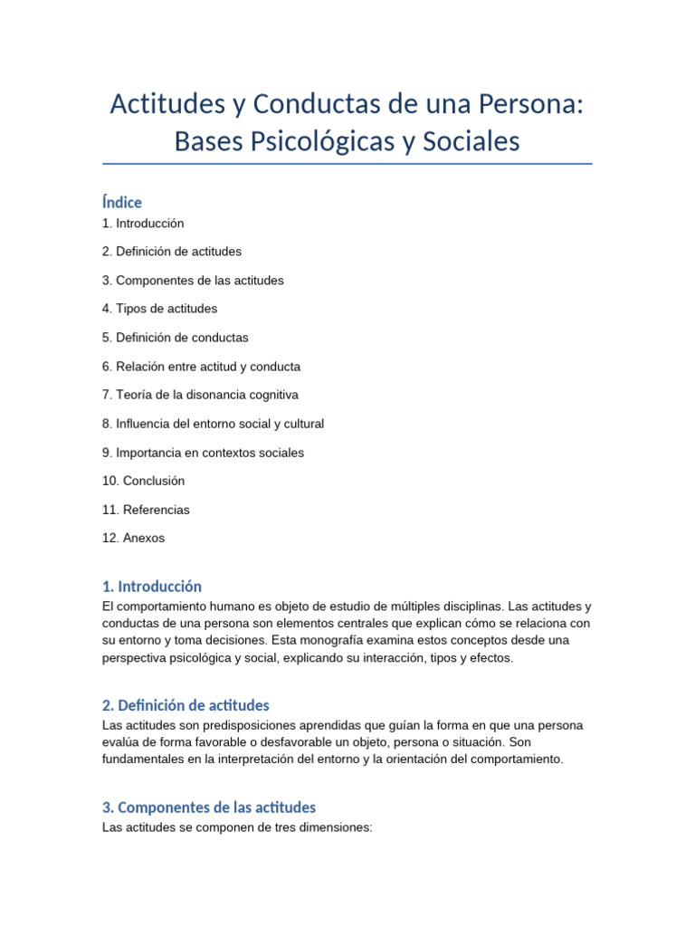 Actitudes y Conductas: Perspectivas Psicológicas | PDF | Actitud ...