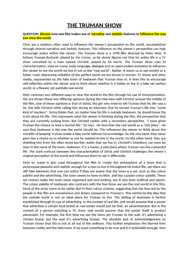 The Truman Show Sample 2 65% | PDF