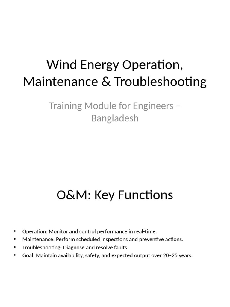 Wind Energy O&M Training for Engineers | PDF