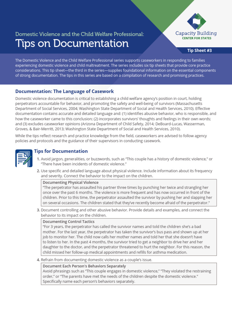 Documentation Tips for Child Welfare Professionals | PDF | Domestic ...