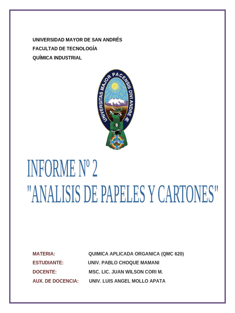 informe2 pablo CARTONES Y PAPELES | PDF | Madera | Papel