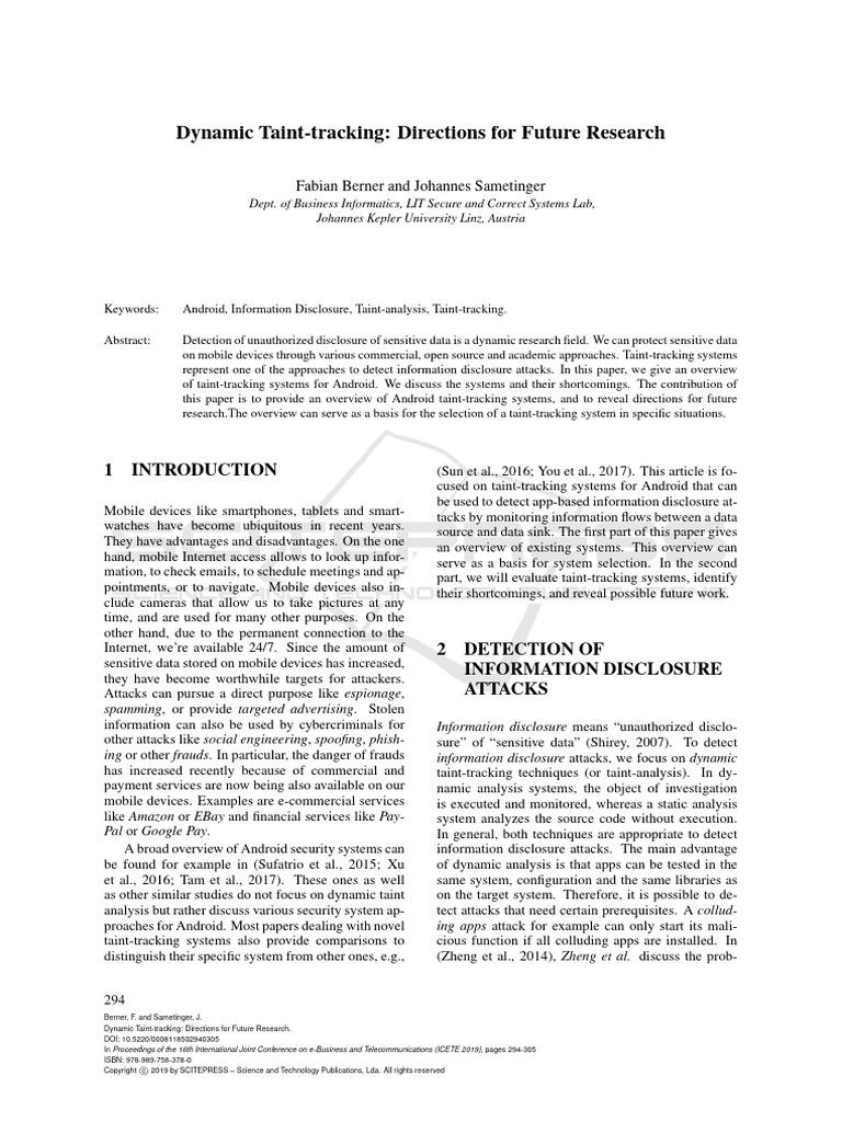 Dynamic Taint-Tracking - Directions For Future Research | PDF | Android ...