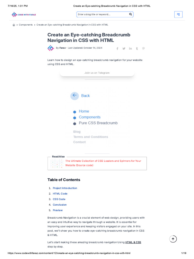 Create An Eye-Catching Breadcrumb Navigation in CSS With HTML | PDF | Html | Html Element