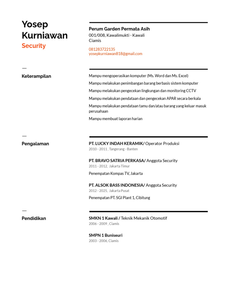 Lamaran Kerja CV Yosep K-Compressed | PDF