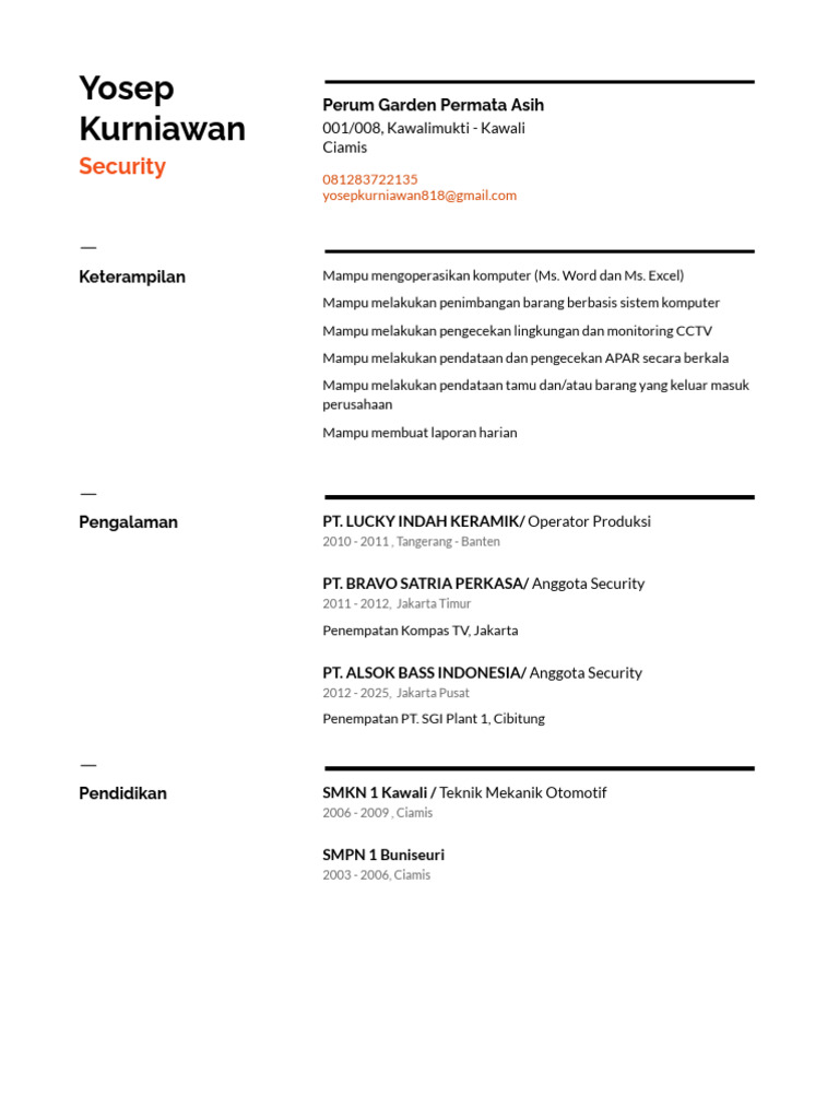 Lamaran Kerja CV Yosep K-compressed (2) | PDF