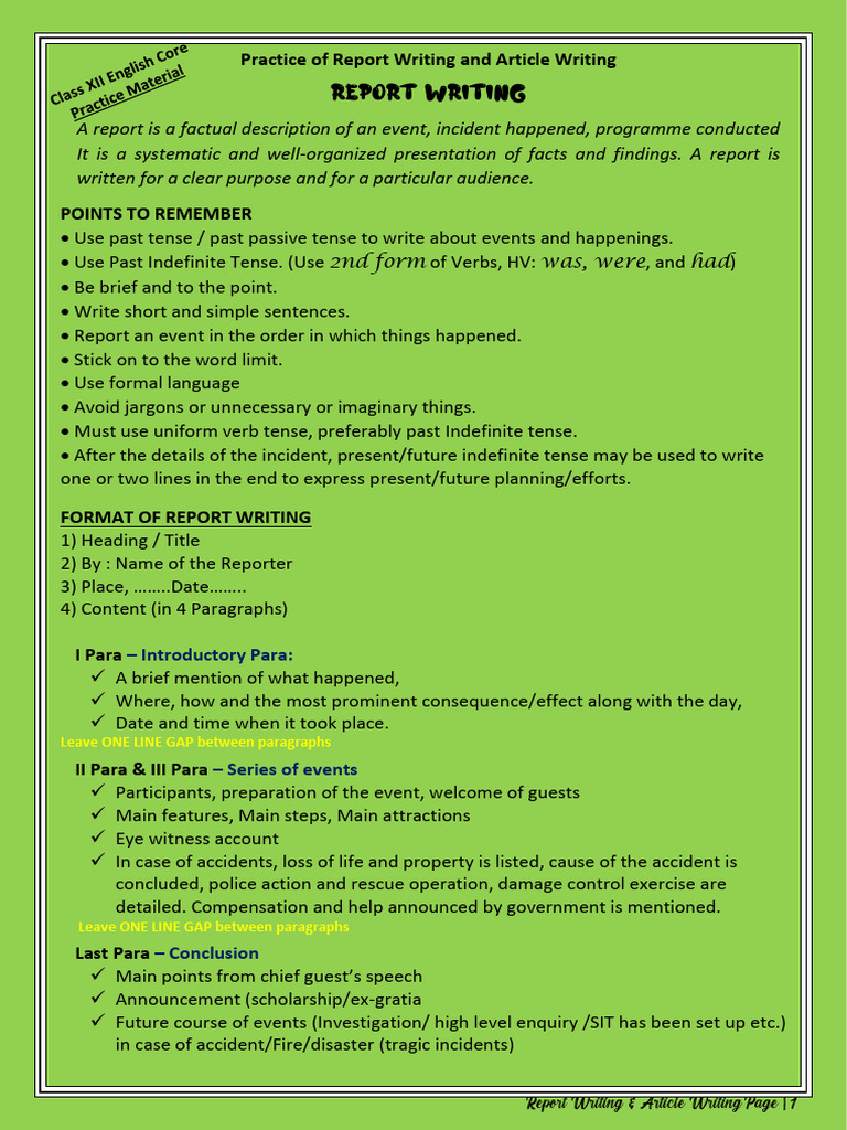 Report and Article Writing Guide | PDF | Grammatical Tense | Child Labour