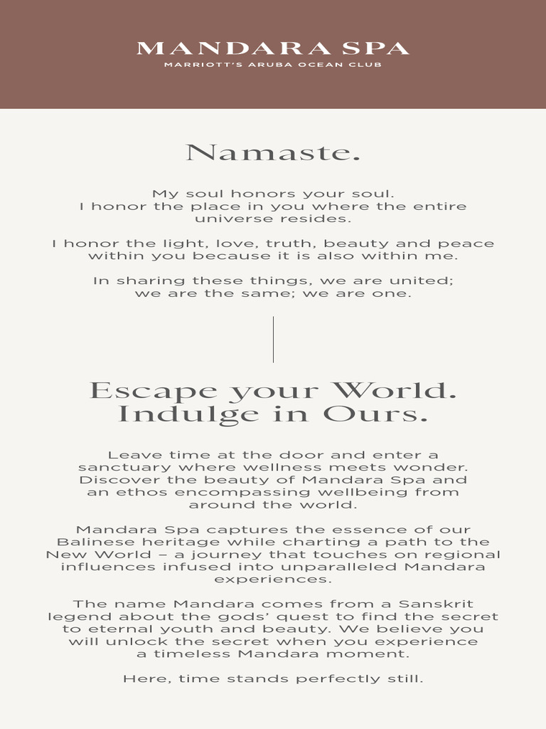 Mandara Spa Menu and Pricing | PDF | Massage