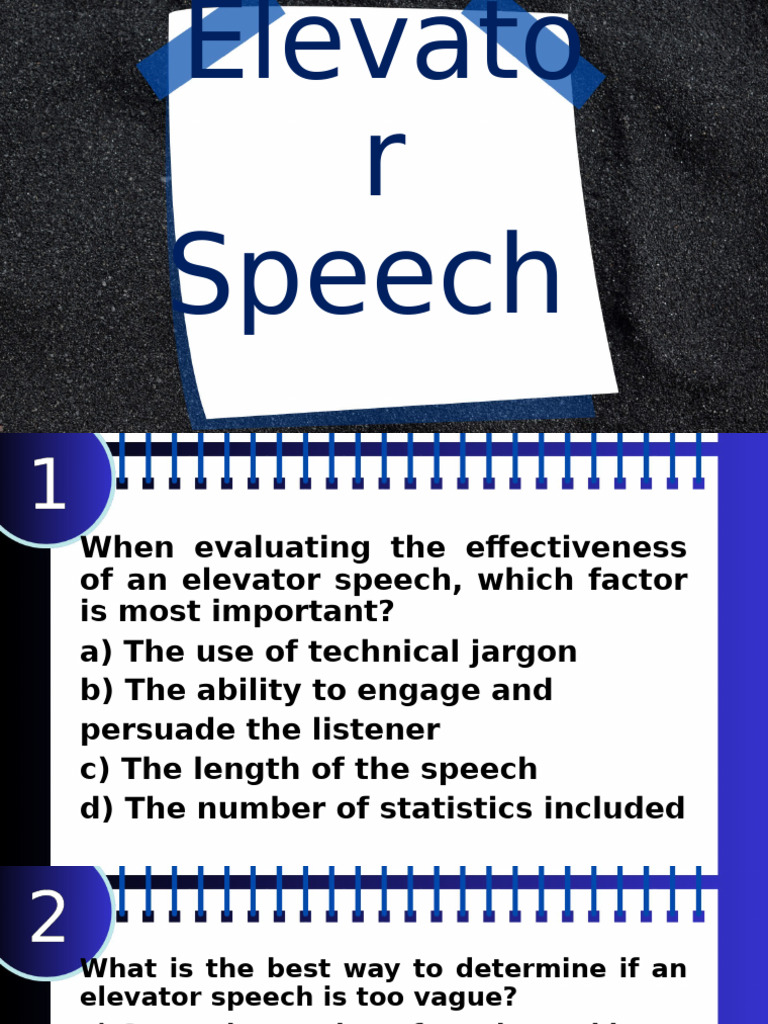 Elevator Speech | PDF | Speech | Learning