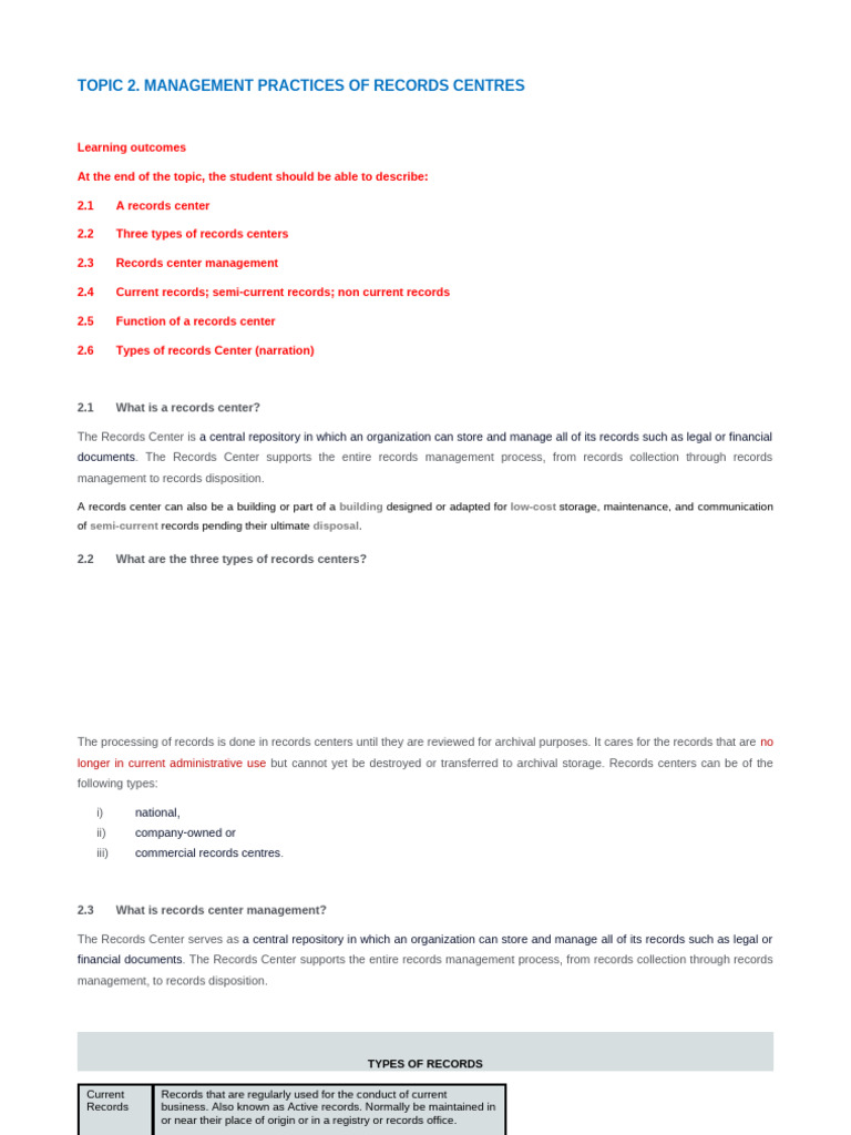 Overview of Records Center Management | PDF | Records Management