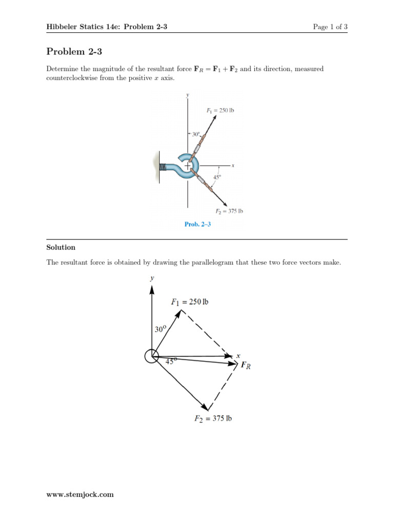 Resultant Force Calculation in Statics | PDF